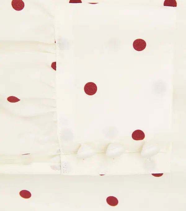 Alessandra Rich Polka Dot Silk Midi Dress With Ruffled Collar