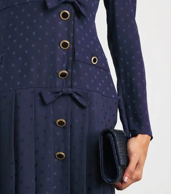 Alessandra Rich Silk Pleated Midi Dress