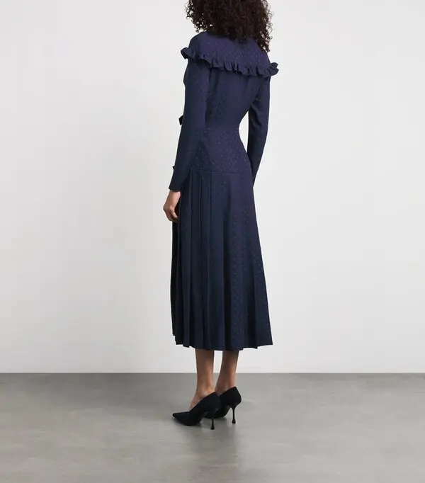 Alessandra Rich Silk Pleated Midi Dress