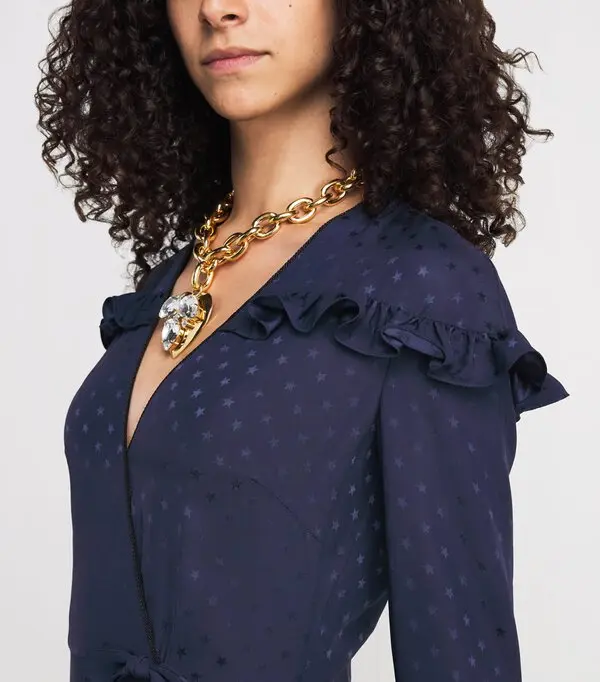 Alessandra Rich Silk Pleated Midi Dress