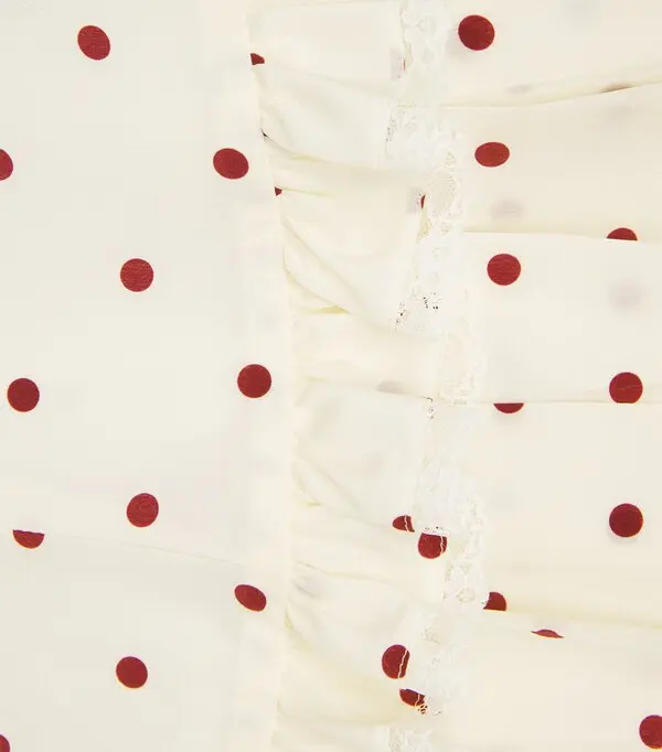 Alessandra Rich Polka Dot Silk Midi Dress With Lace Collar