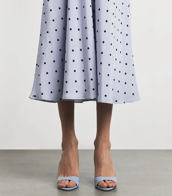 Alessandra Rich Silk Halterneck Polka Dot Midi Dress - Blue