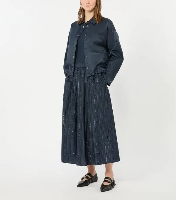Max Mara Cotton Sequinned Skirt - Navy