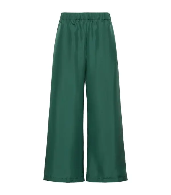 Max Mara Silk Wide-leg Trousers - Green