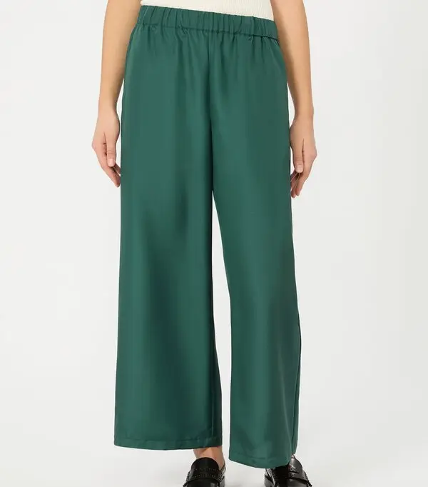 Max Mara Silk Wide-leg Trousers - Green