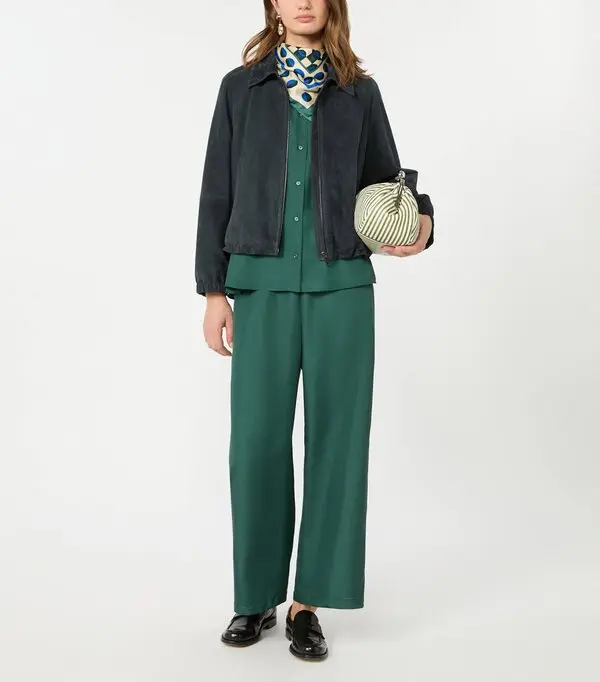 Max Mara Silk Wide-leg Trousers - Green