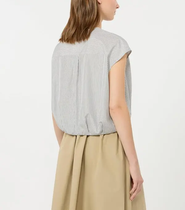 Max Mara Collarless Stripe Shirt