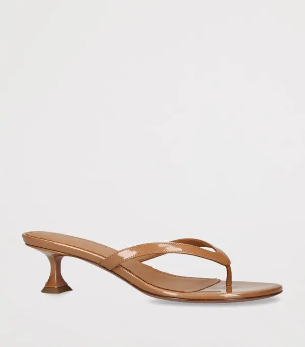 Amina Muaddi Leather Juliette Sandals - Brown