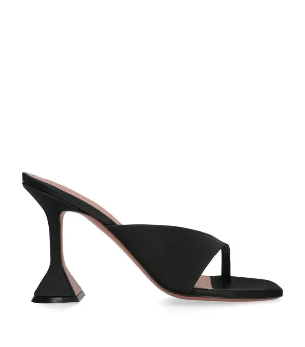 Amina Muaddi Satin Shiona Mules 95 - Black
