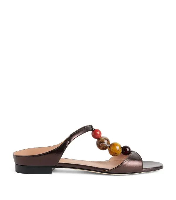 MALONE SOULIERS Metallic Leather Lena Sandals - Brown