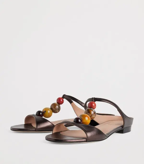 MALONE SOULIERS Metallic Leather Lena Sandals - Brown