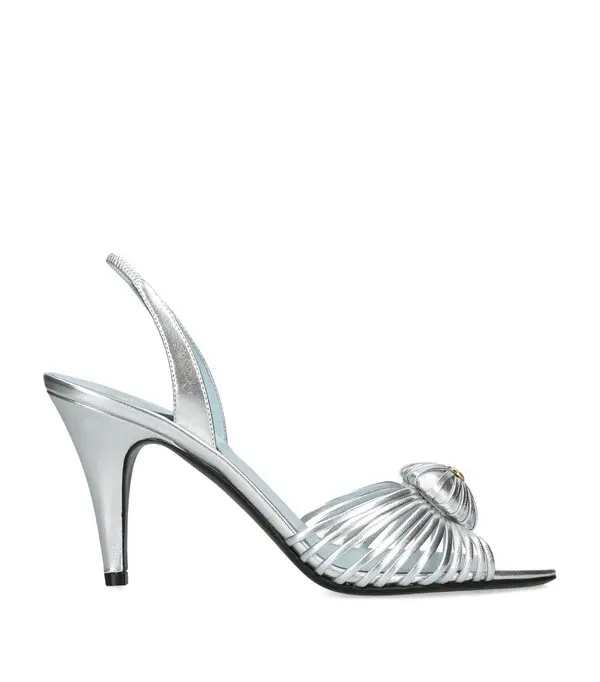 Valentino Garavani Metallic Leather Royal Slingback Heels 85 - Silver