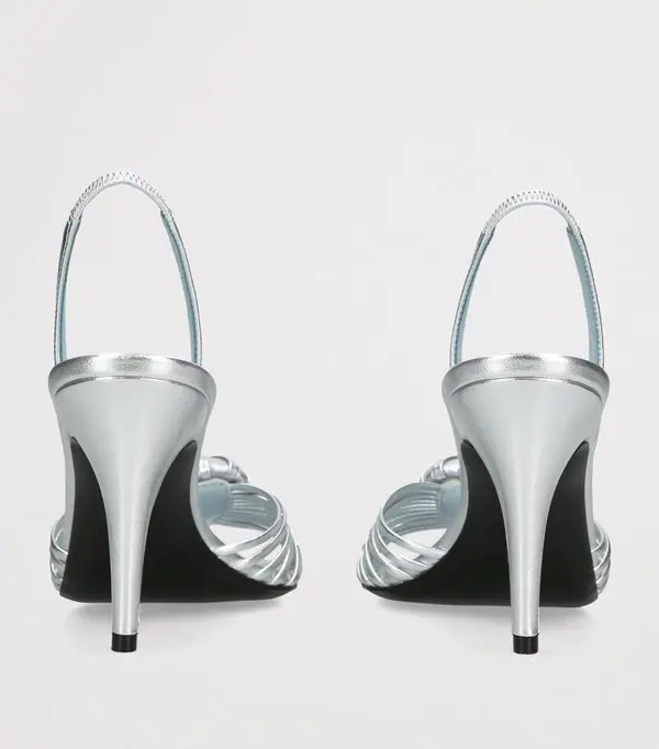 Valentino Garavani Metallic Leather Slingback Heels 85 - Silver
