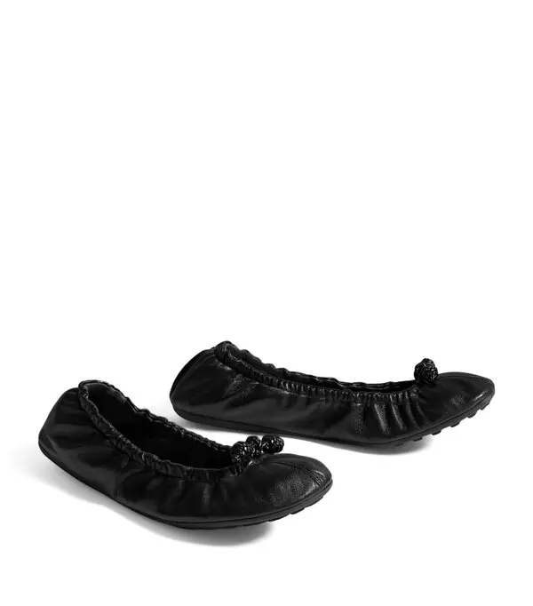 Bottega Veneta Leather Ballet Flats - Black