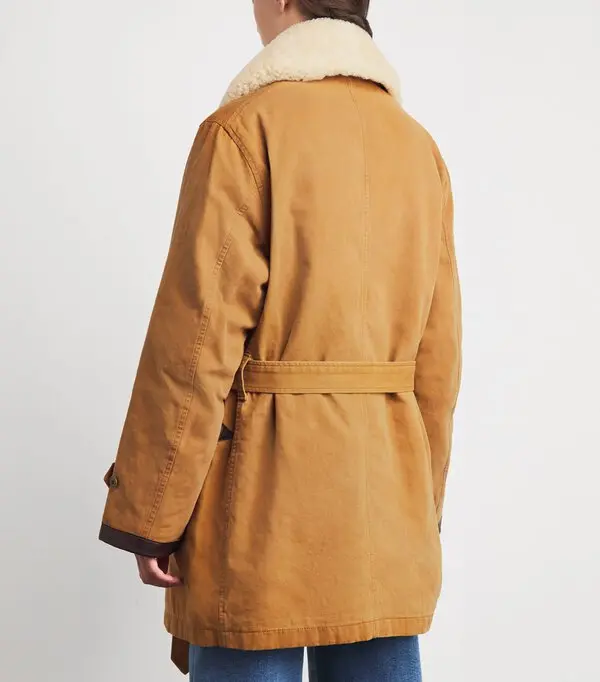 Polo Ralph Lauren Canvas Shearling Trim Ranch Coat