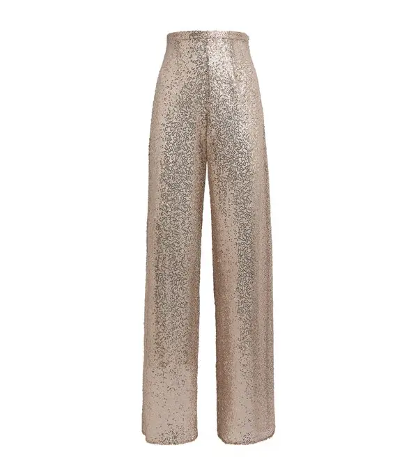 TALLER MARMO Sequin Marlene Palazzo Trousers - Silver