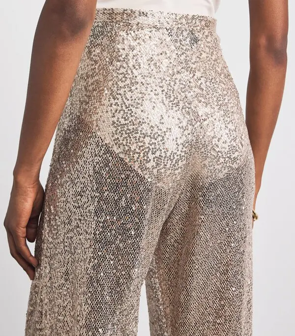 TALLER MARMO Sequin Marlene Palazzo Trousers - Silver