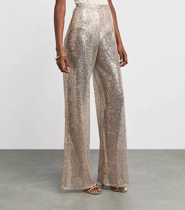 TALLER MARMO Sequin Marlene Palazzo Trousers - Silver