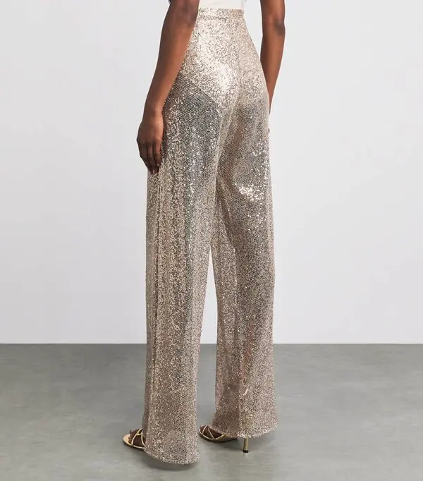 TALLER MARMO Sequin Marlene Palazzo Trousers - Silver