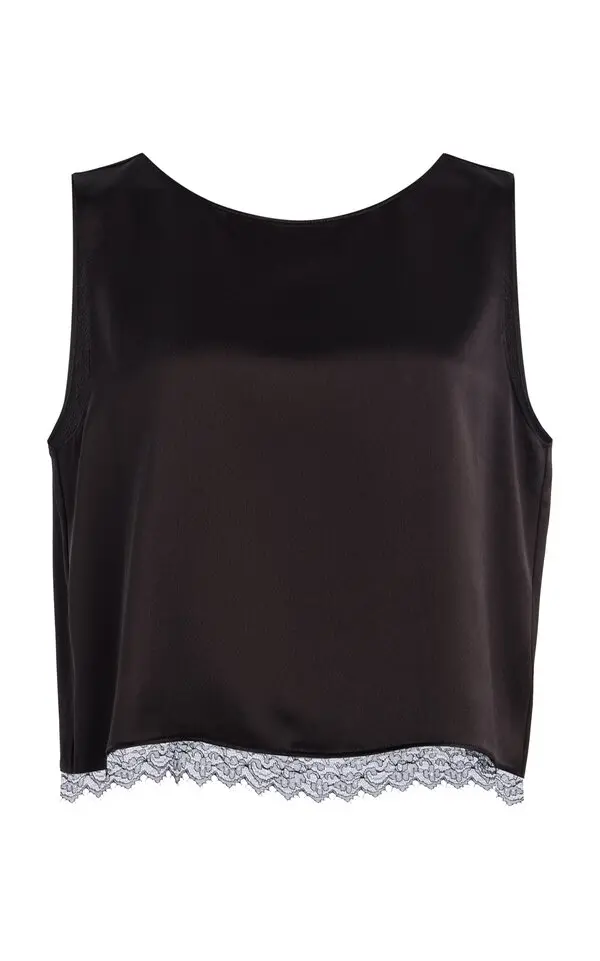LESET Cropped Lace-trimmed Sleeveless Top - Brown