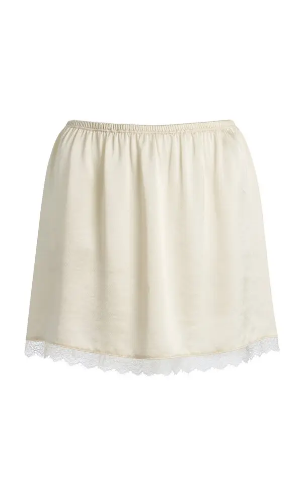 LESET Barb Lace-trimmed Satin Mini Skirt - Ivory