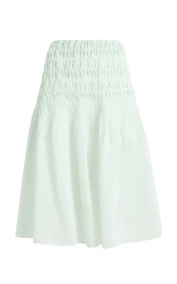 Khaite Florence Ruffled Midi Skirt - Green