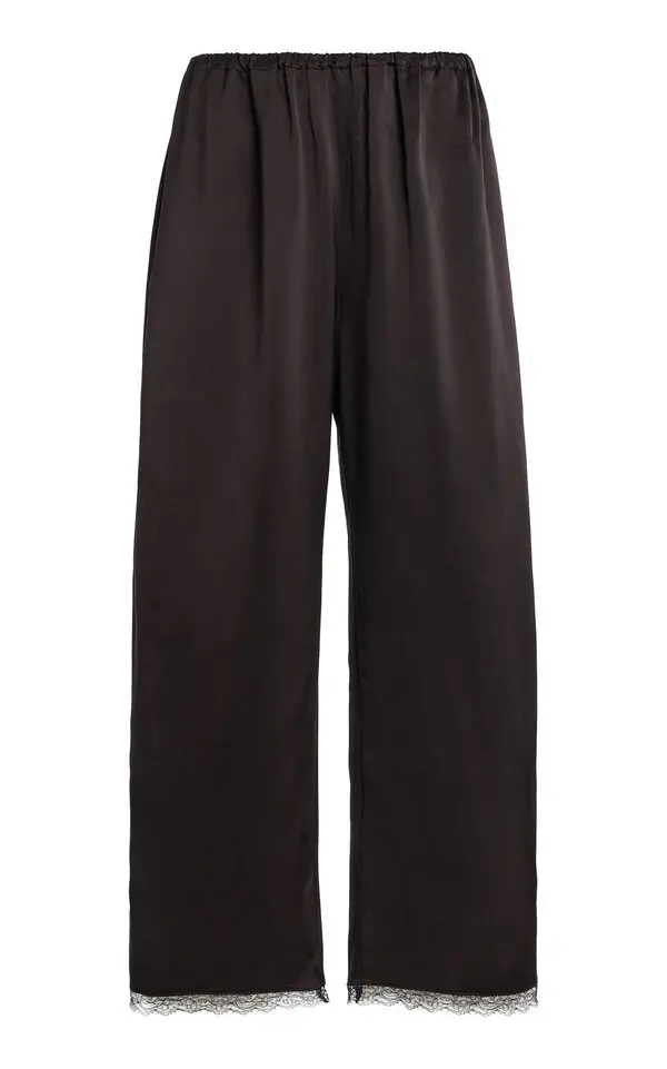 LESET Barb Lace-trimmed Satin Crop Pants - Brown