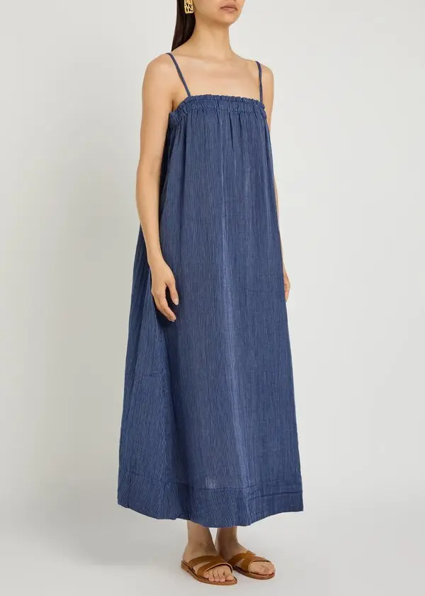 Eileen Fisher Striped Organic Cotton Midi Dress