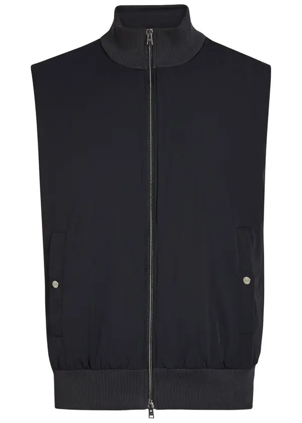 Herno Padded Stretch-shell And Cotton-knit Gilet - Navy