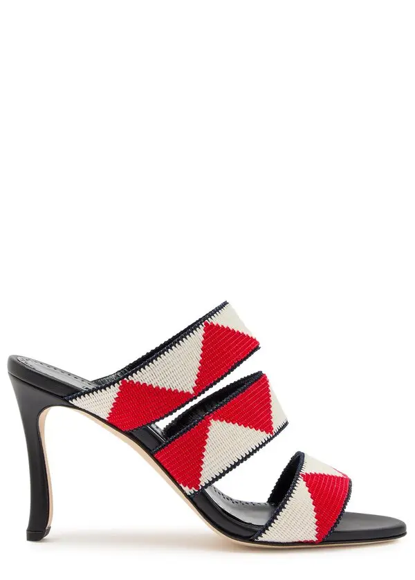 Manolo Blahnik Capro 90 Striped Leather Sandals - Multicoloured