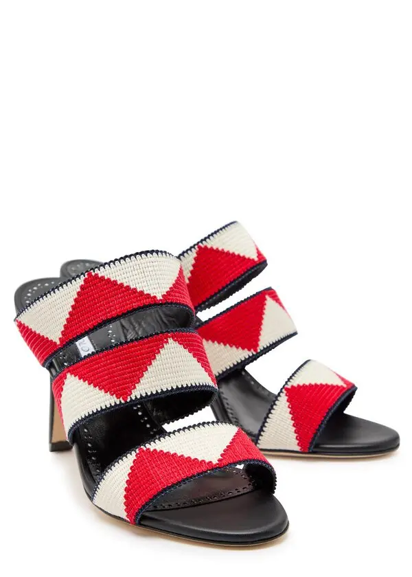 Manolo Blahnik Capro 90 Striped Leather Sandals