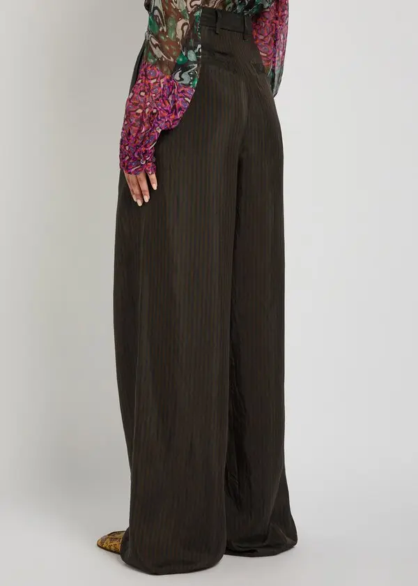 Dries Van Noten Penn Pinstriped Wide-leg Woven Trousers - Dark Brown
