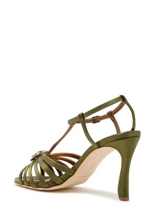 Manolo Blahnik Crystal-embellished Satin Sandals