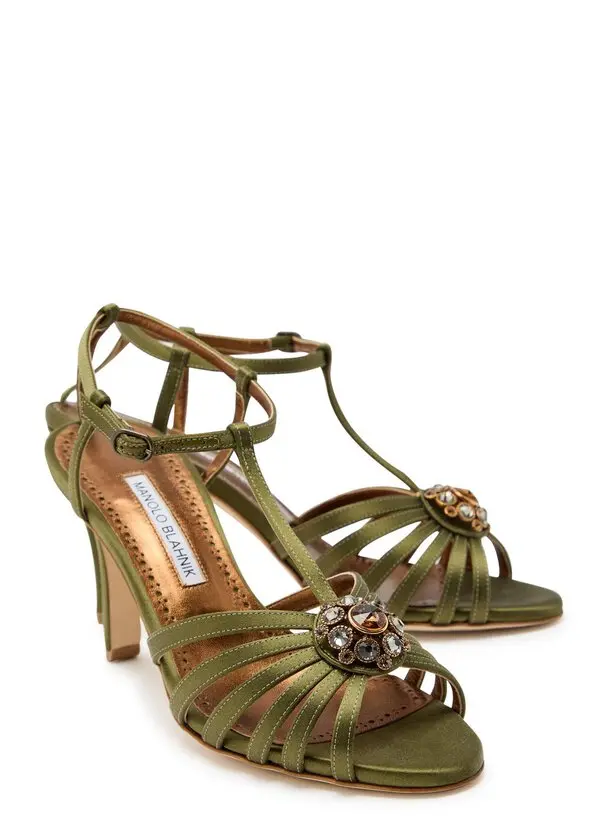 Manolo Blahnik Crystal-embellished Satin Sandals