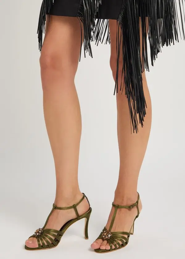 Manolo Blahnik Crystal-embellished Satin Sandals