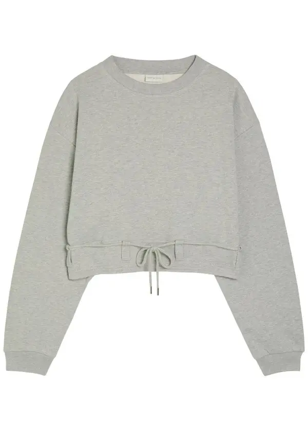 Dries Van Noten Hasterfiela Drawstring Cotton Sweatshirt - Grey