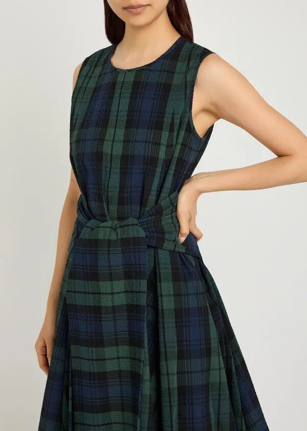 JW Anderson Seersucker Checked Midi Dress - Green