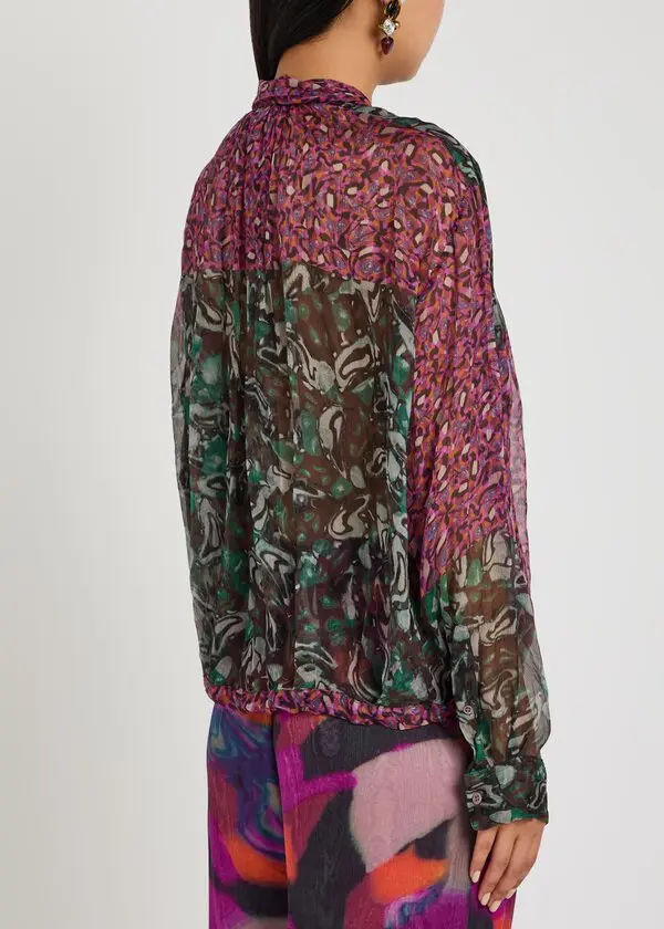 Dries Van Noten Cenvy Printed Silk-georgette Blouse