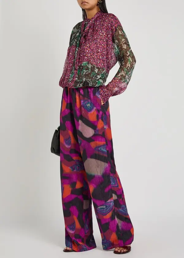 Dries Van Noten Cenvy Printed Silk-georgette Blouse