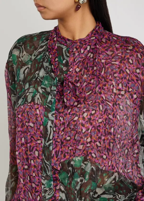 Dries Van Noten Cenvy Printed Silk-georgette Blouse