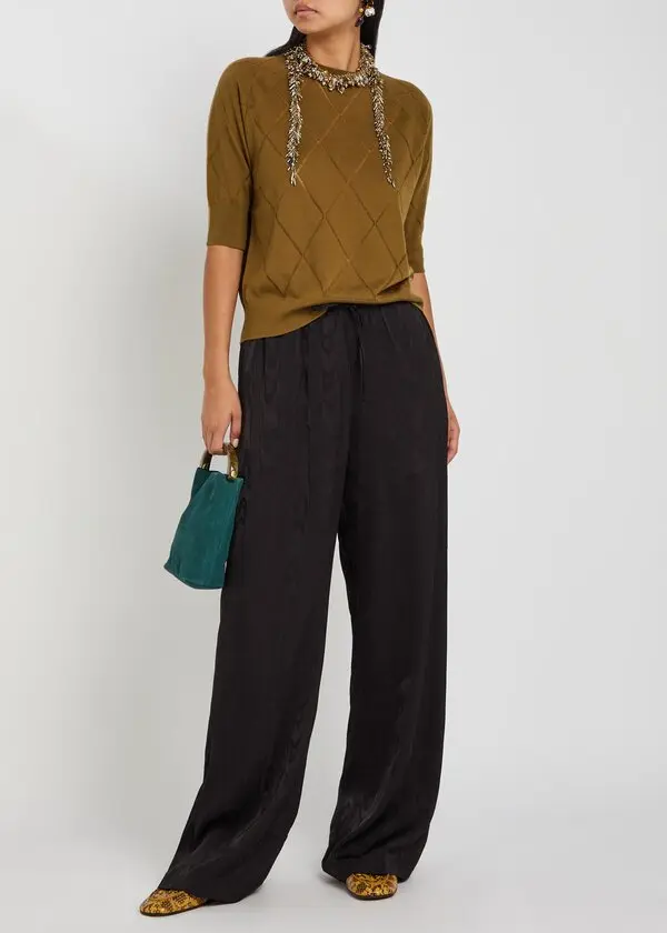 Dries Van Noten Puvis Moiré-jacquard Woven Trousers