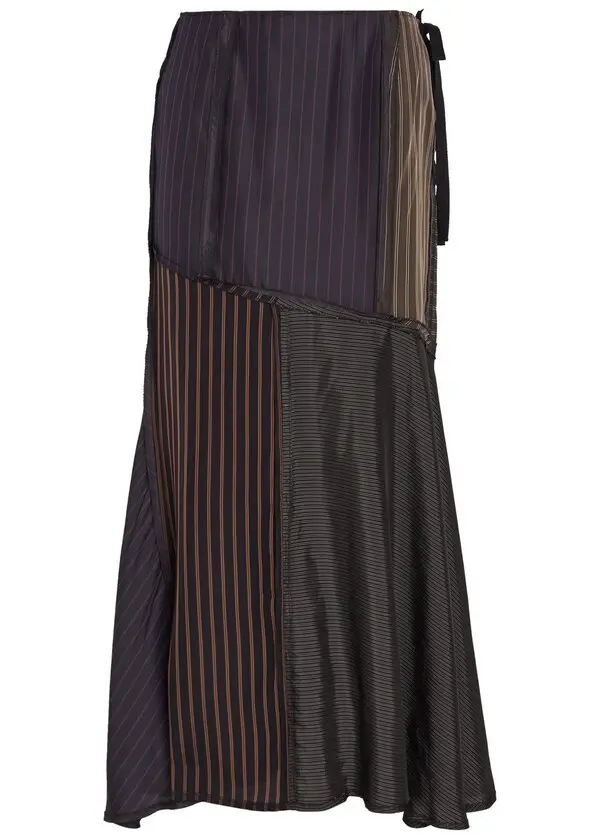 MAISON MARGIELA Panelled Striped Satin Midi Skirt - Multicoloured