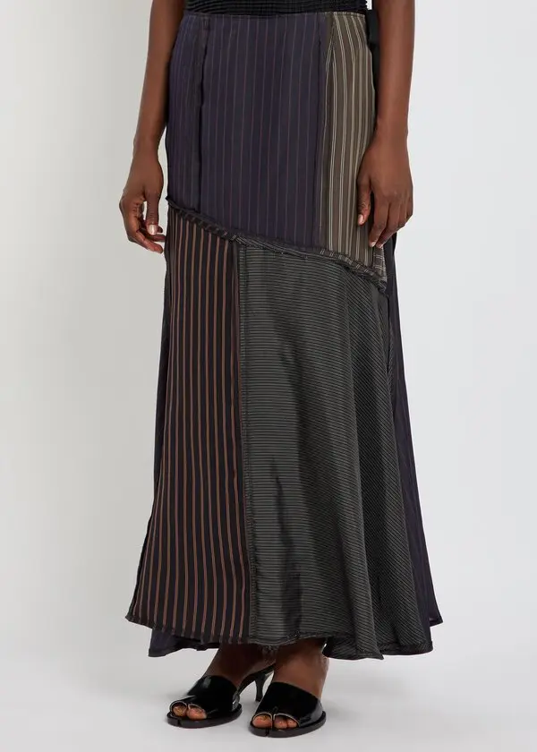 MAISON MARGIELA Panelled Striped Satin Midi Skirt