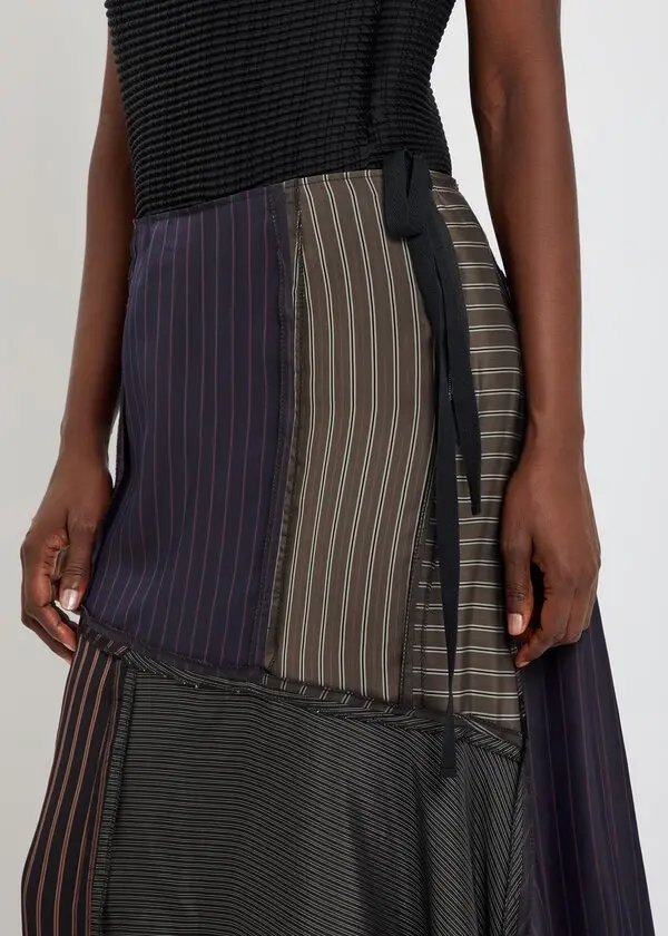 MAISON MARGIELA Panelled Striped Satin Midi Skirt