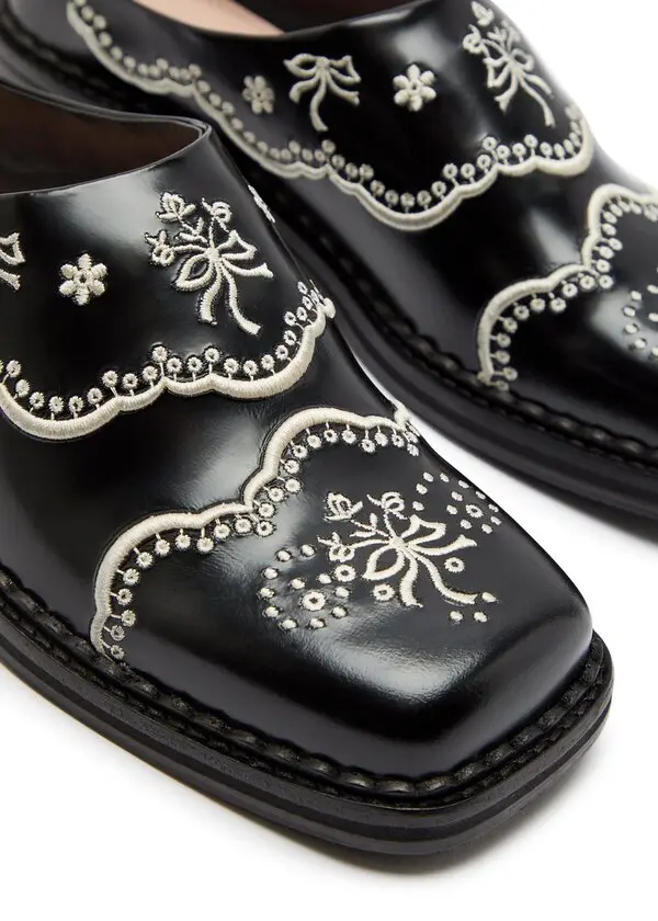 Simone Rocha Embroidered Leather Mules