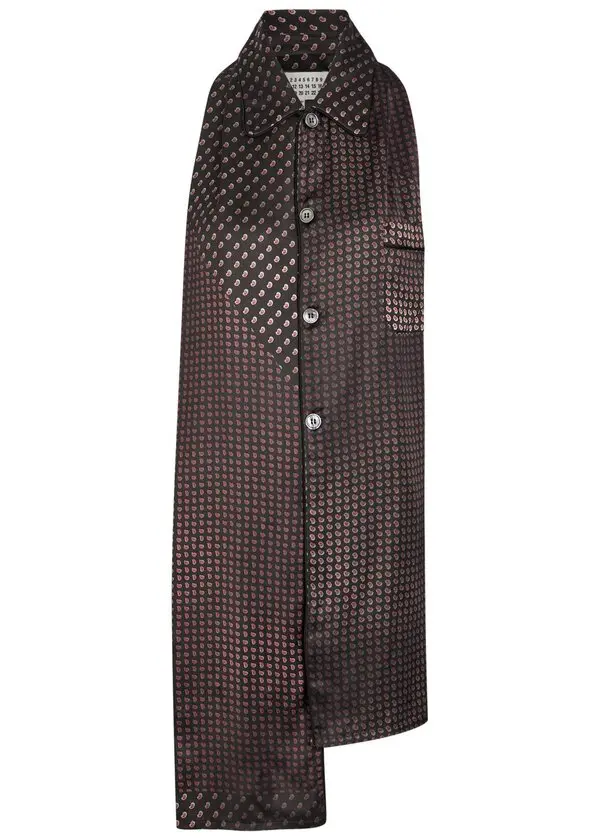 MAISON MARGIELA Paisley-print Backless Satin Top - Black