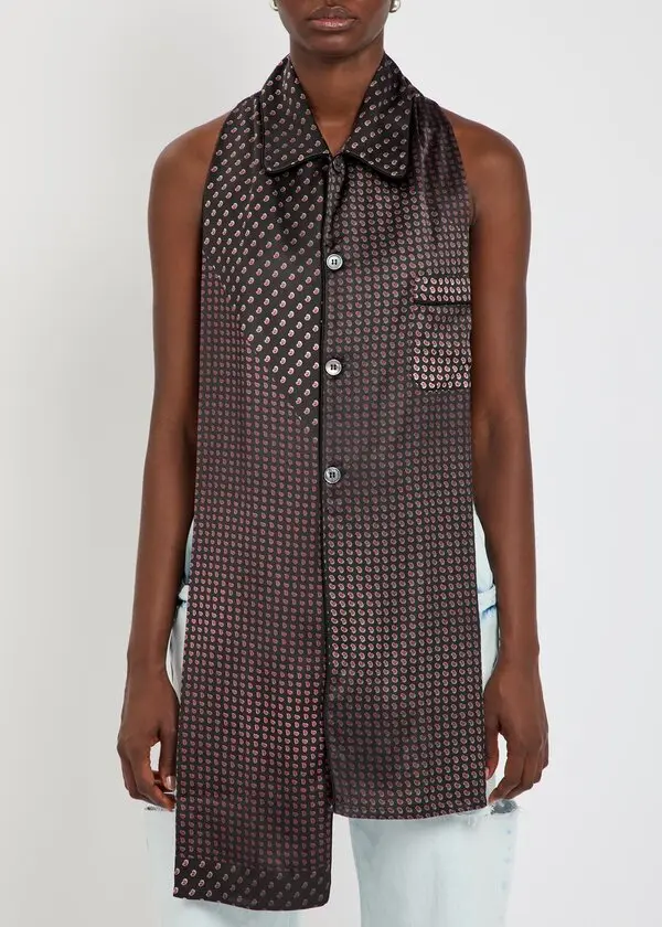 MAISON MARGIELA Paisley-print Backless Satin Top