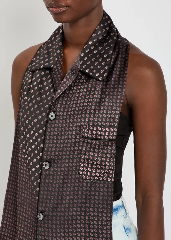 MAISON MARGIELA Paisley-print Backless Satin Top