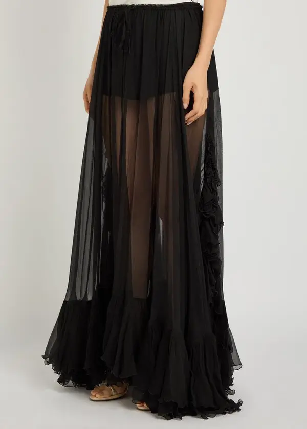 Chloé Ruffled Sheer Silk-chiffon Maxi Skirt