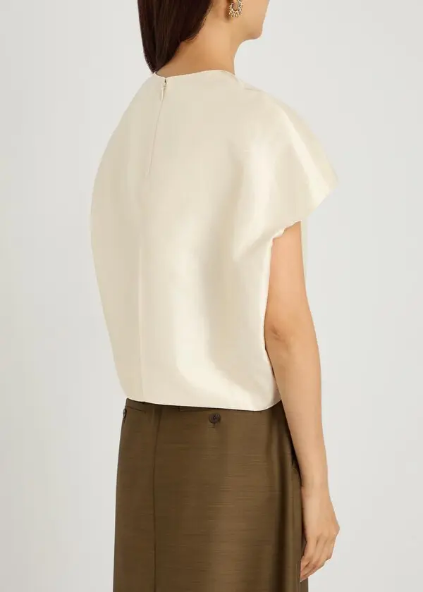 HEIRLOME Lulu Cropped Slubbed Silk Top